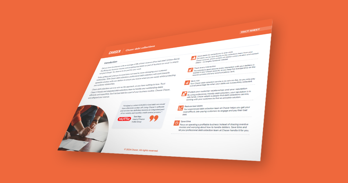 Debt collections services fact sheet | Chaser debt collections Debt collections services fact sheet | Chaser debt collections